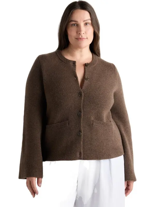 Quince Mongolian Cashmere Structured Cardigan Sweater - Brown
