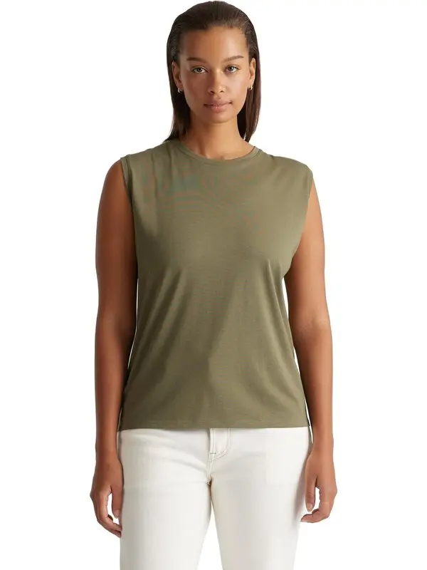 Quince Cotton Modal Muscle Tank Top - Dark Olive