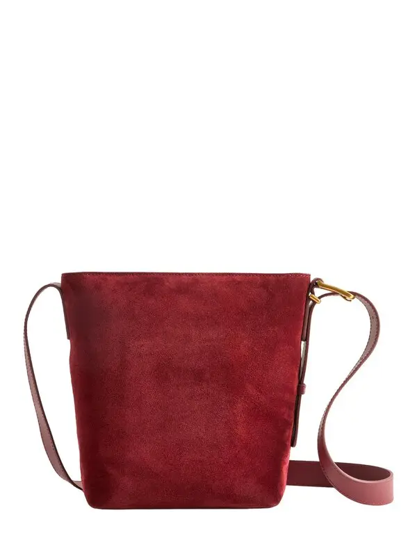 Quince Italian Suede Bucket Crossbody - Merlot