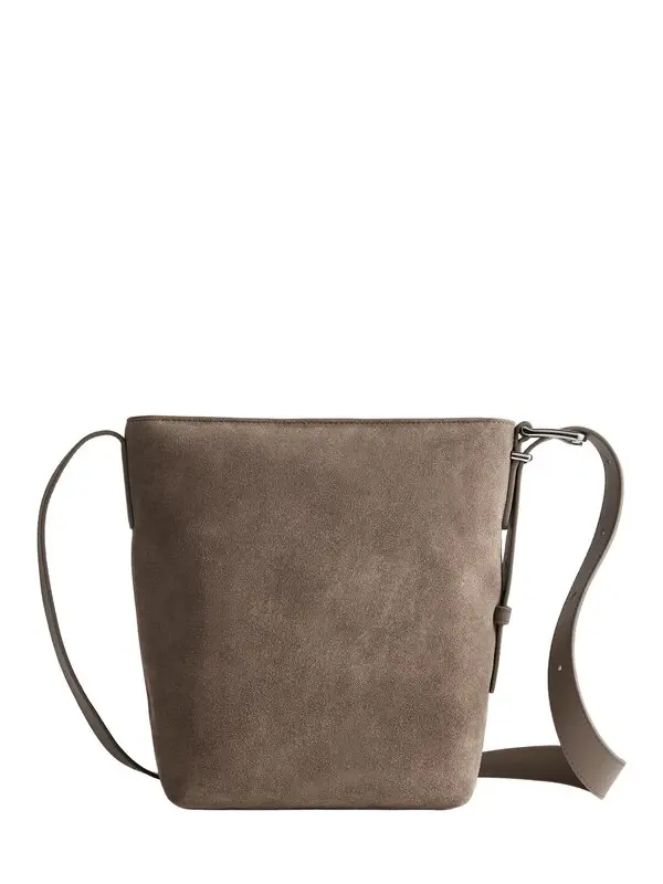 Quince Italian Suede Bucket Crossbody - Pebble