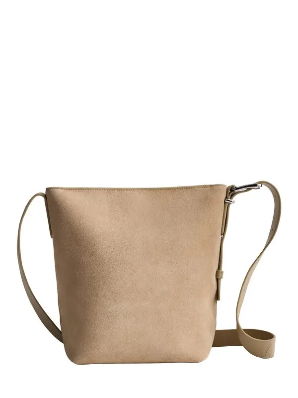 Quince Italian Suede Bucket Crossbody - Sand