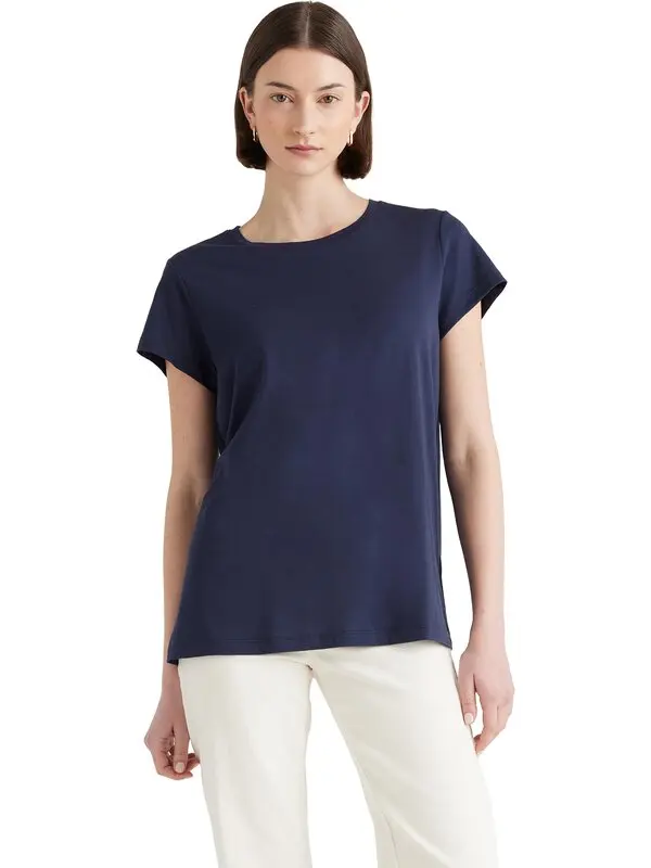 Quince Cotton Modal Crewneck T-shirt - Navy