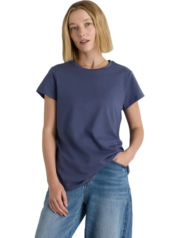 Quince Cotton Modal Crewneck T-shirt - Storm Blue