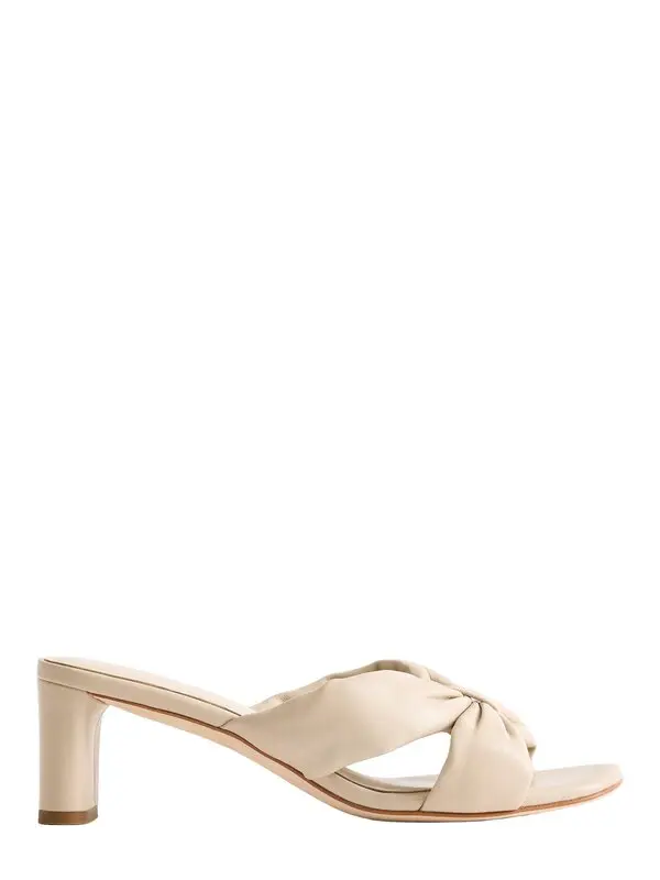 Quince Italian Leather Twist Mid Heel Mule - Almond
