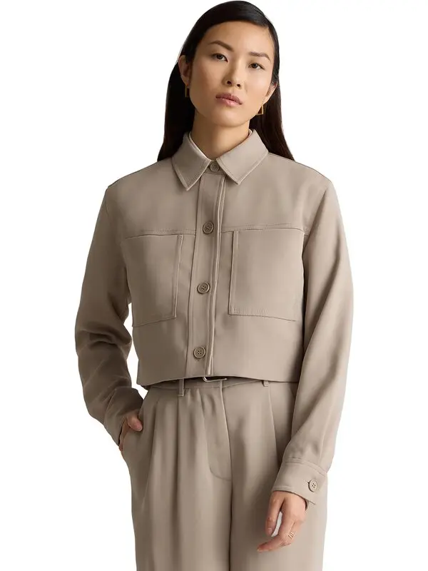 Quince Stretch Crepe Cropped Jacket - Morel