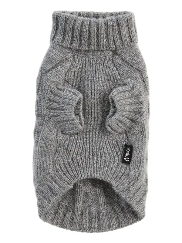 Quince Cashmere Cable Knit Dog Sweater - Heather Grey