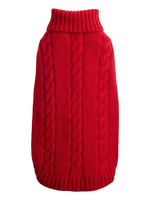 Quince Cashmere Cable Knit Dog Sweater - Varsity Red