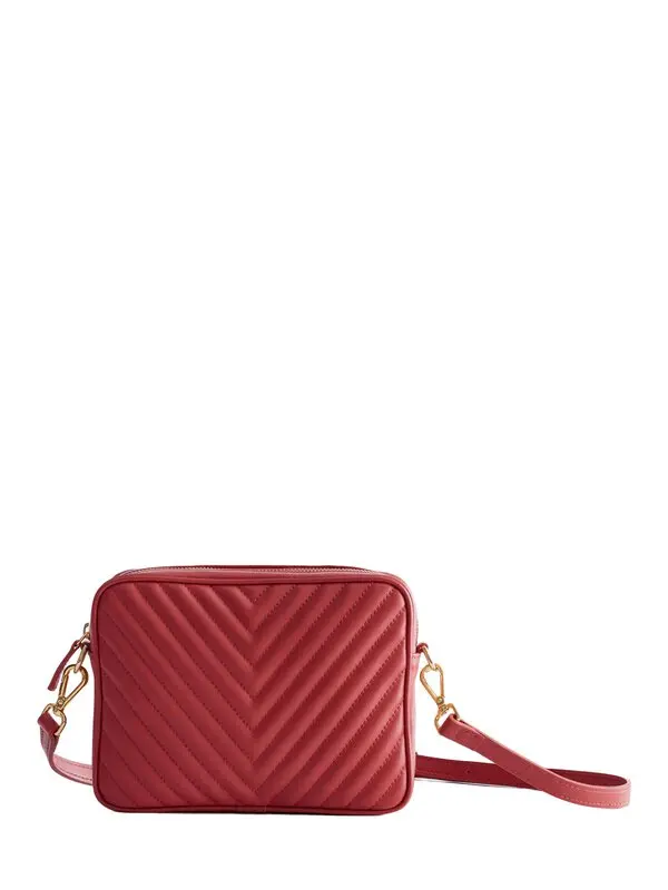 Quince Italian Leather Quilted Crossbody Bag - Burgundy