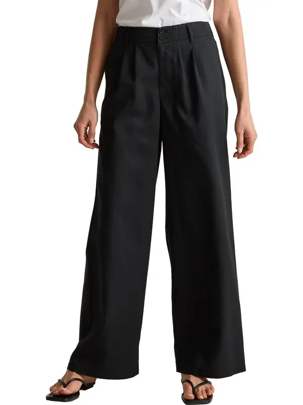 Quince Drapey Twill Pleated Trousers - True Black