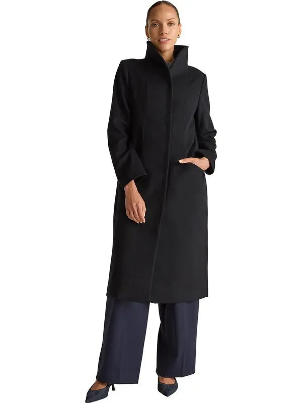 Quince Italian Wool Long Cocoon Coat - Black