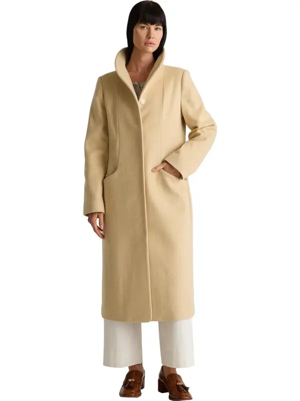 Quince Italian Wool Long Cocoon Coat - Heather Buttercream