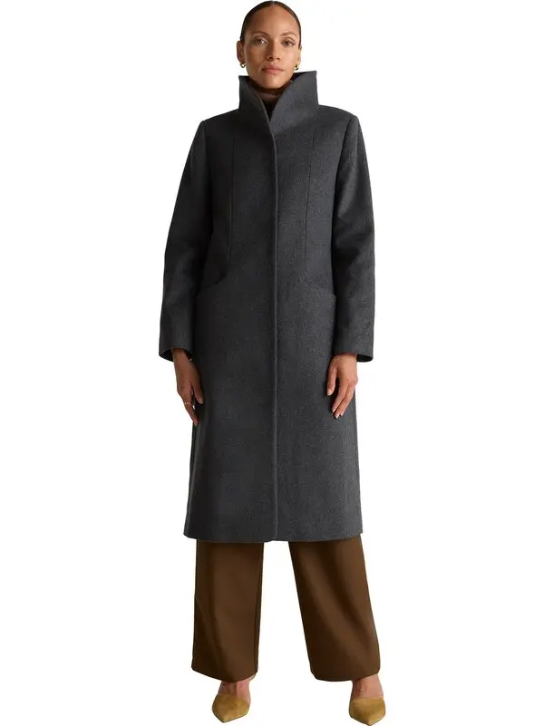 Quince Italian Wool Long Cocoon Coat - Heather Charcoal