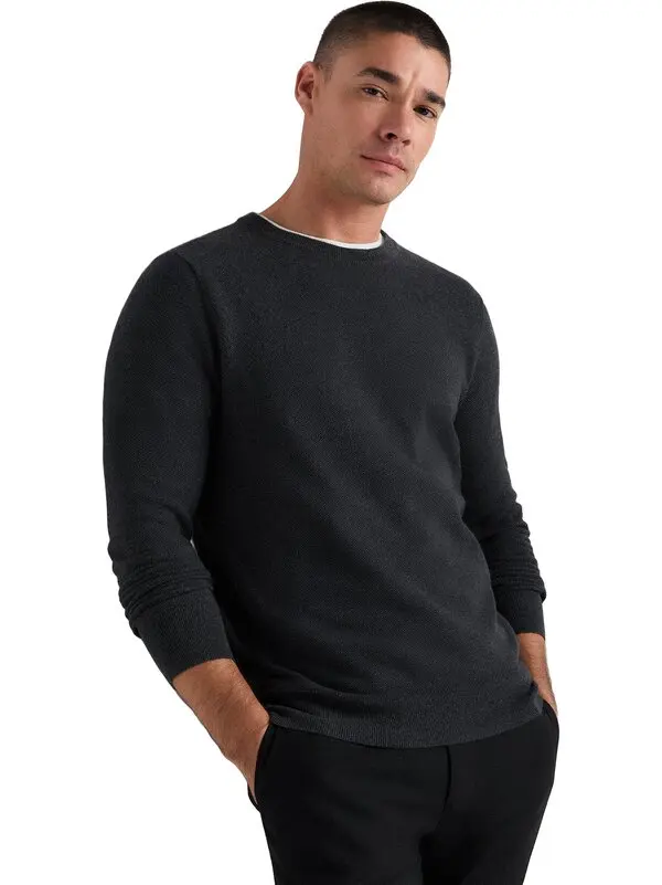 Quince Pique Crewneck Sweater - Heather Charcoal