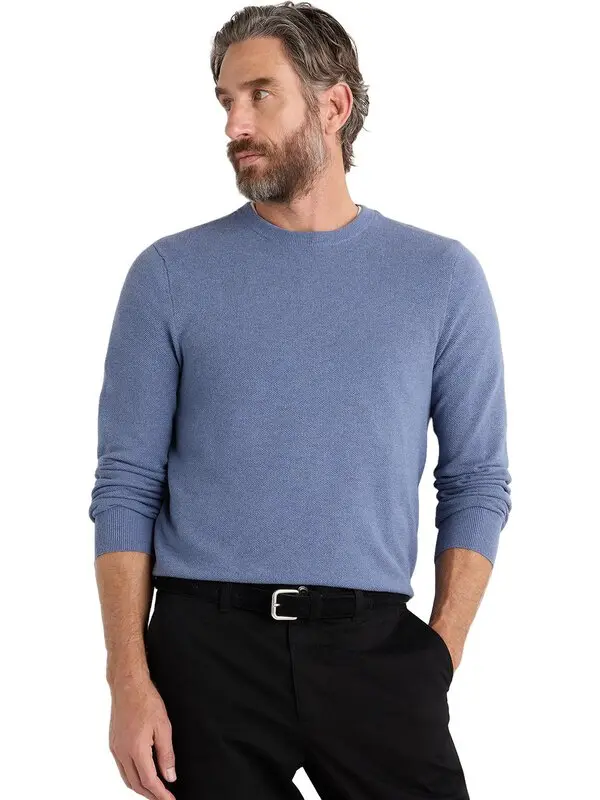 Quince Pique Crewneck Sweater - Moonstone Blue