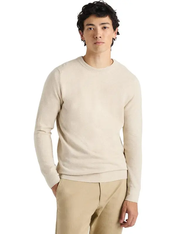 Quince Pique Crewneck Sweater - Speckled Beige