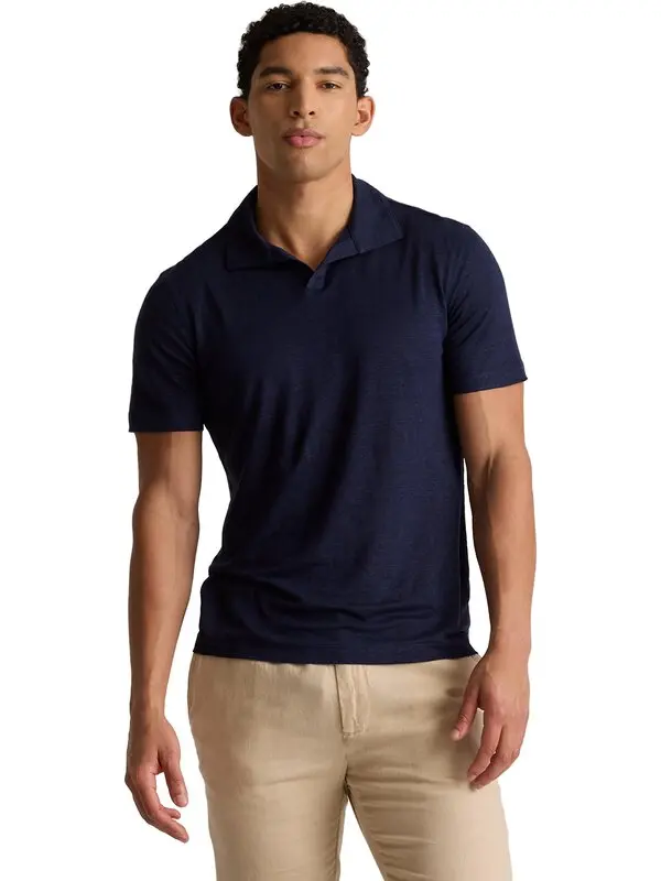 Quince 100% European Linen Jersey Polo - Navy