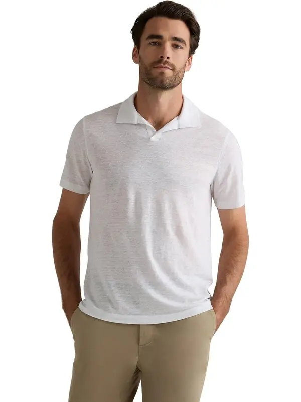 Quince 100% European Linen Jersey Polo - White