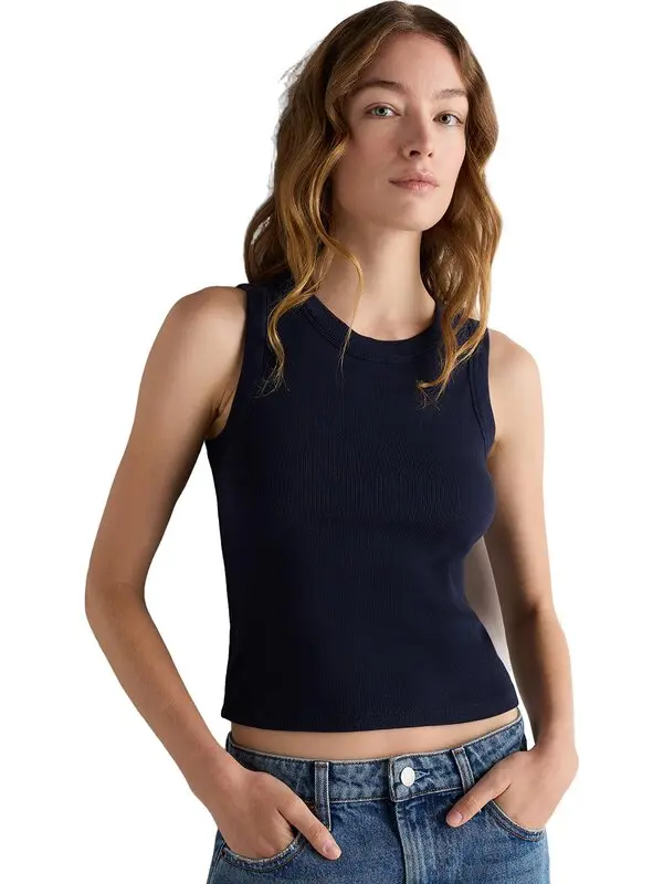 Quince Micro-ribbed Tank Top - Deep Navy