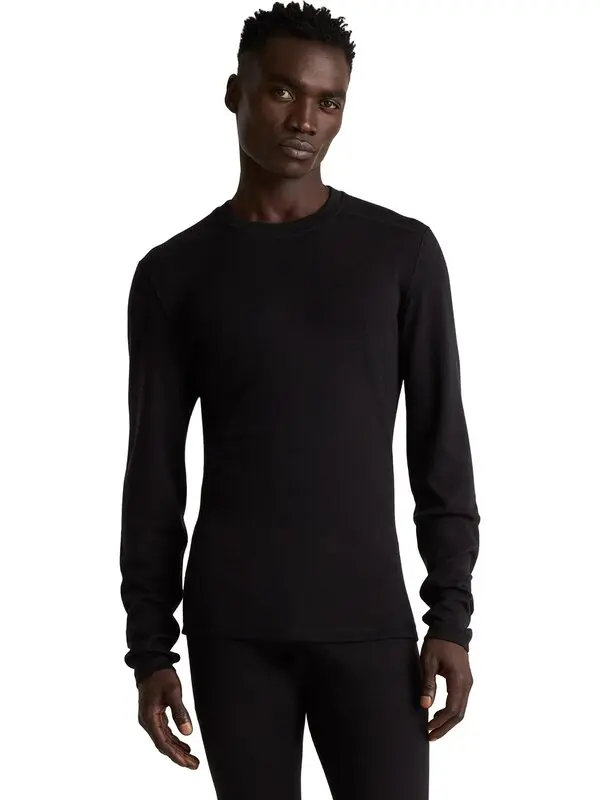 Quince 100% Merino Wool Cold Weather Base Layer Crew Neck Sweater - Black