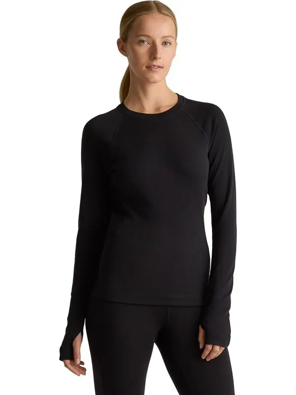 Quince 100% Merino Wool Cold Weather Base Layer Crew - Black