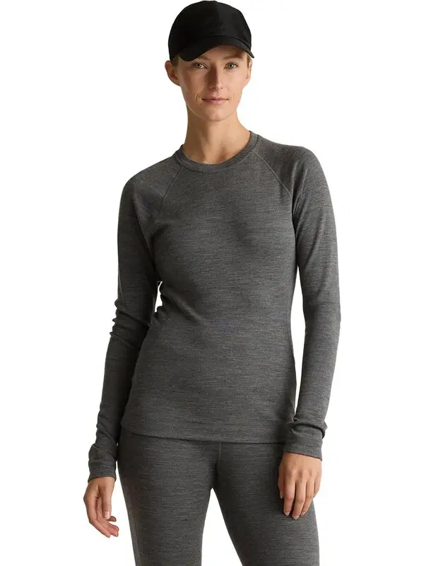 Quince 100% Merino Wool Cold Weather Base Layer Crew Neck Sweater - Heather Charcoal Grey
