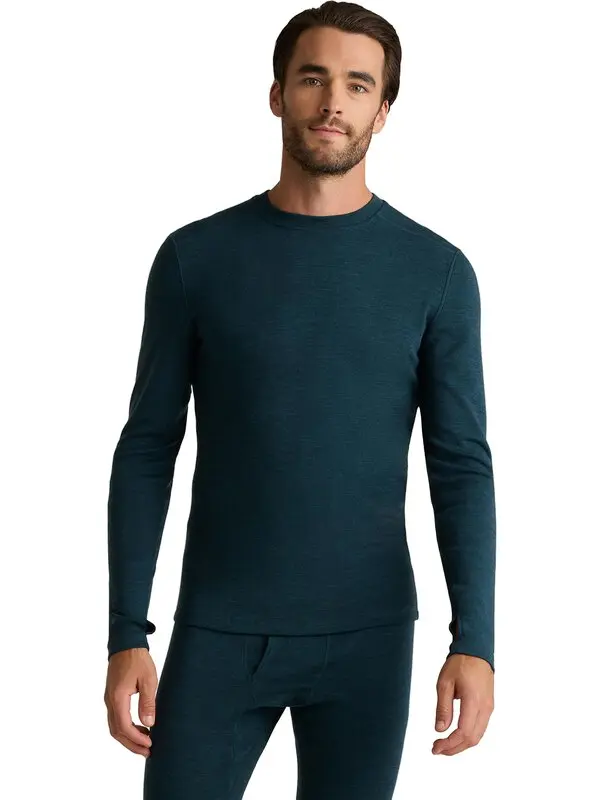 Quince 100% Merino Wool Cold Weather Base Layer Crew Neck Sweater - Heather Teal