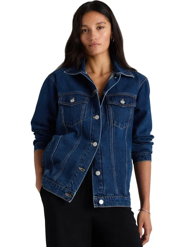 Quince Oversized Denim Trucker Jacket - Dark Indigo