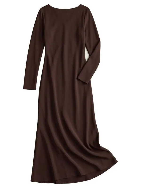 Quince Washable Stretch Silk Maxi Dress - Hot Fudge