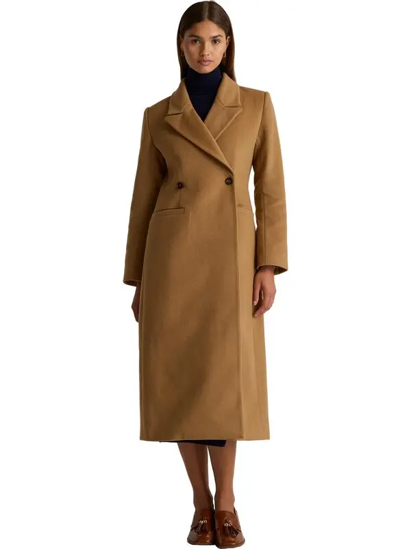 Quince Italian Wool Tailored Long Coat - Caramel