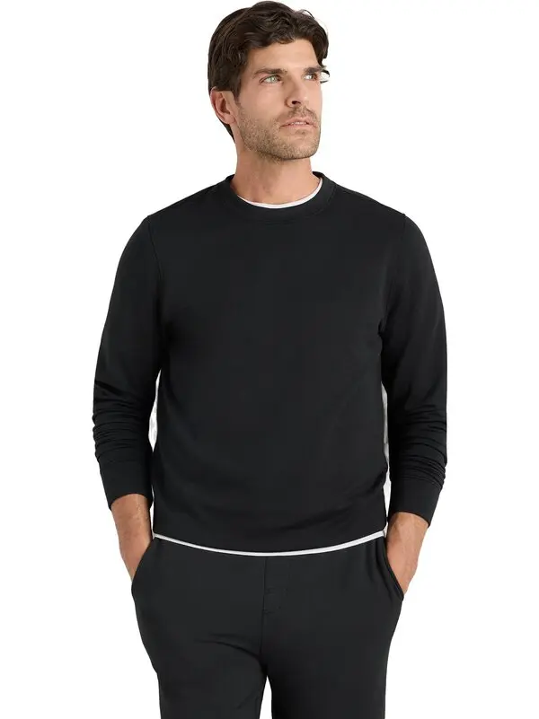Quince Supersoft Fleece Crew Neck Alpaca Sweater - Black