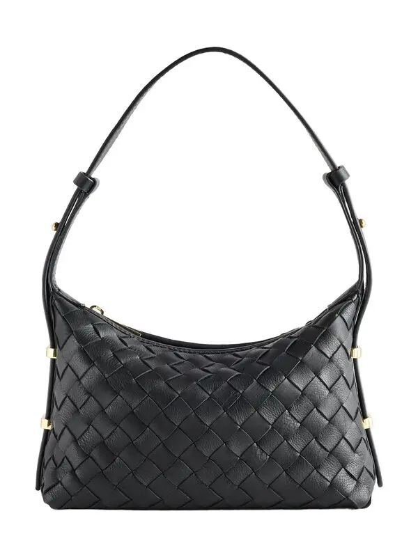 Quince Italian Leather Handwoven Mini Bag - Black