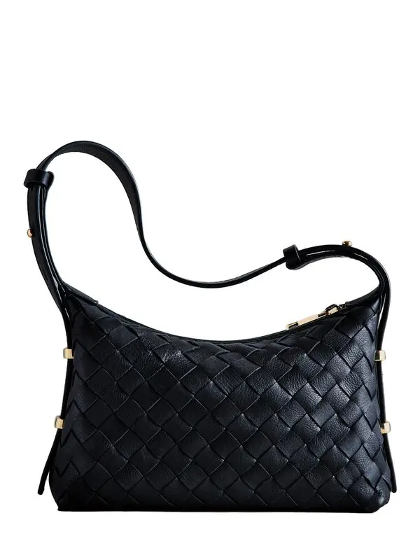 Quince Italian Leather Handwoven Mini Bag - Black