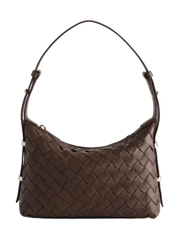 Quince Italian Leather Handwoven Mini Bag - Dark Brown