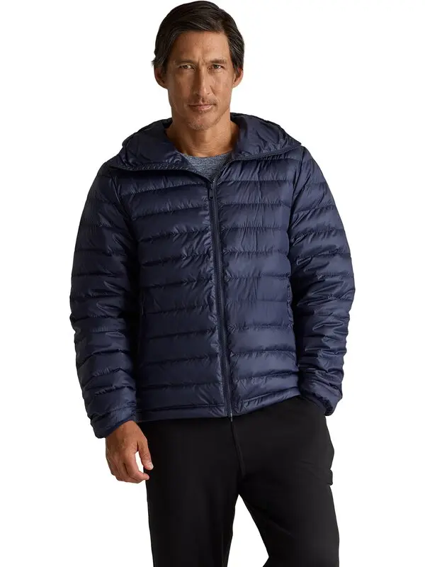 Quince Lightweight Down Packable Puffer Hooded Jacket - Navy