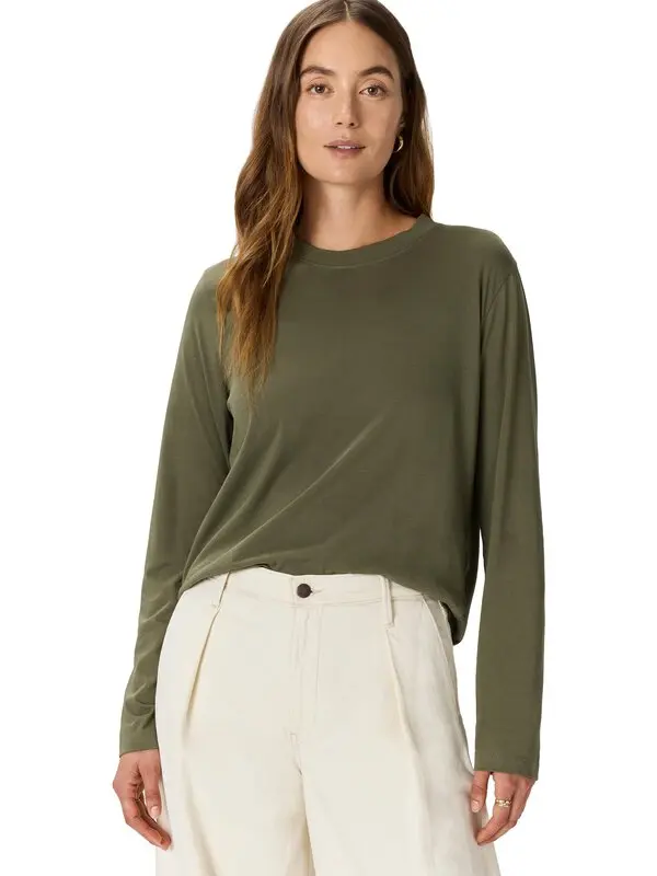 Quince Cotton Modal Relaxed Long Sleeve T-shirt - Dark Olive