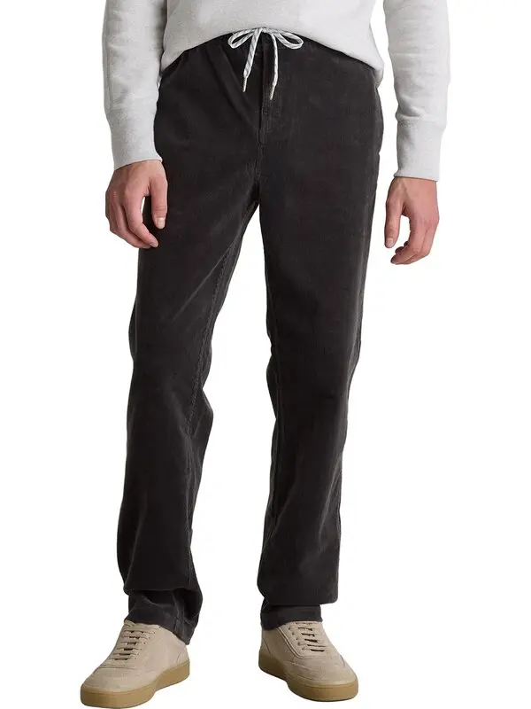 Quince Organic Stretch Corduroy Drawstring Trousers - Dark Coal
