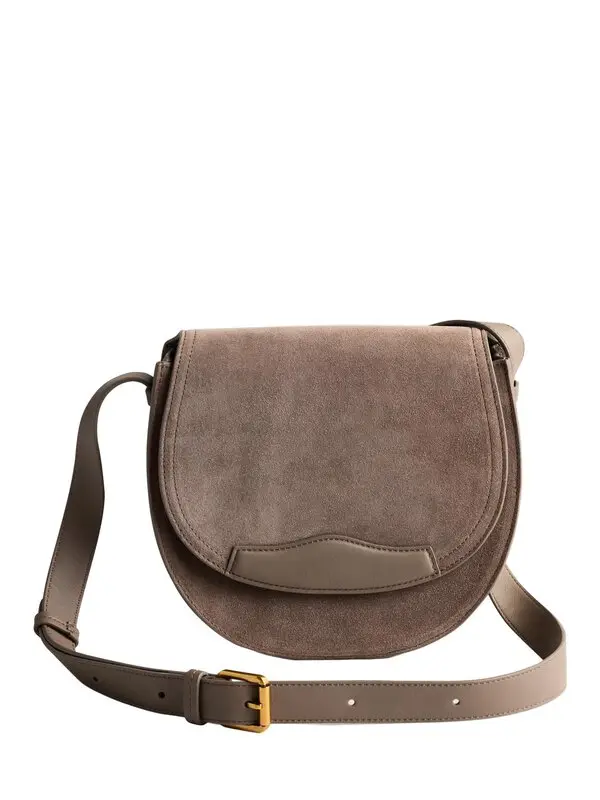 Quince Italian Suede Saddle Crossbody Bag - Pebble