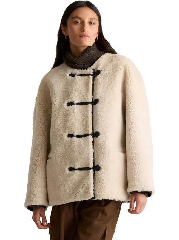 Quince Shearling Duffle Jacket - Cream Shearling