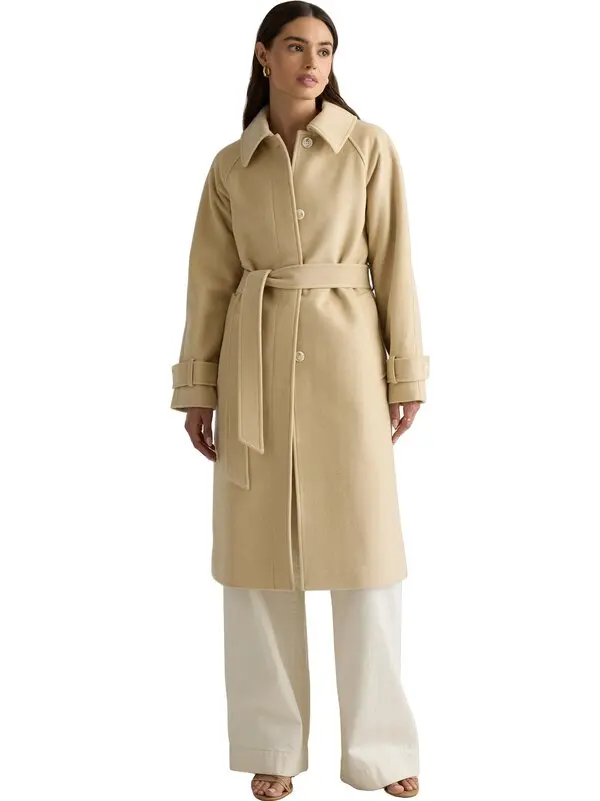 Quince Italian Wool Belted Point Collar Coat - Heather Buttercream