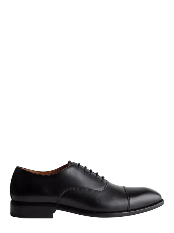 Quince Italian Leather Cap Toe Oxford - Black