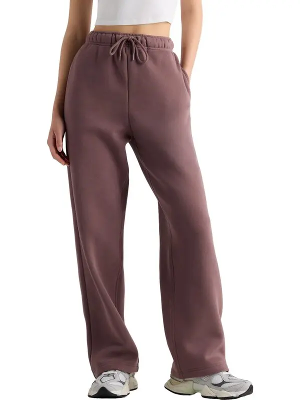 Quince Everyday Fleece Straight Leg Sweatpants - Taupe Brown