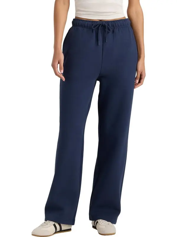 Quince Everyday Fleece Straight Leg Sweatpants - Washed Deep Navy