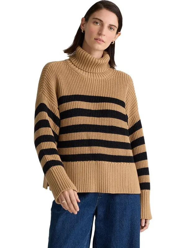 Quince Rima Wool Shag Rug - Camel/black