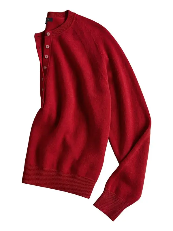 Quince Cashmere Henley Sweater - Varsity Red