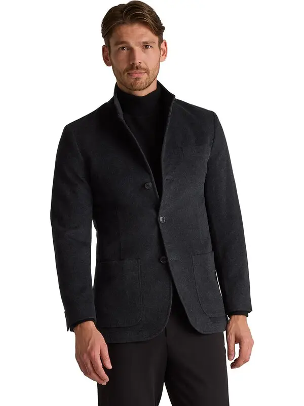 Quince 100% Mongolian Cashmere Stand Collar Blazer - Heather Graphite
