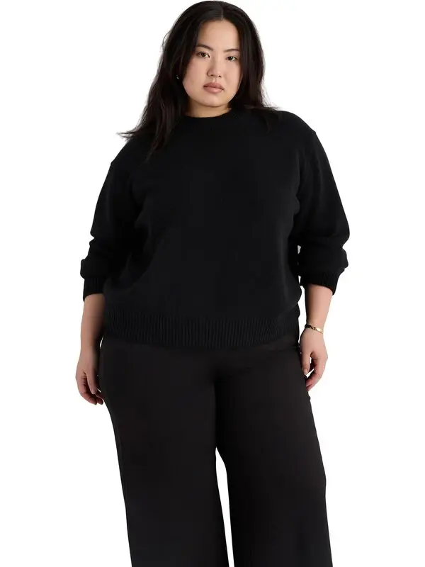 Quince Mongolian Cashmere Oversized Crewneck Sweater - Black