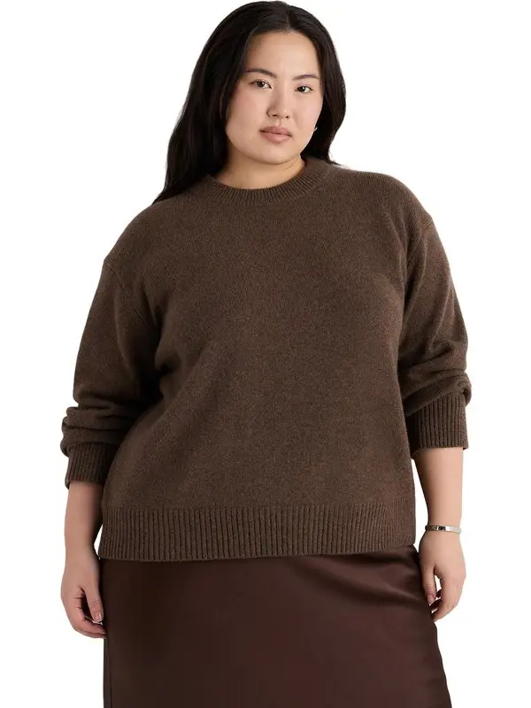 Quince Mongolian Cashmere Oversized Crewneck Sweater - Brown