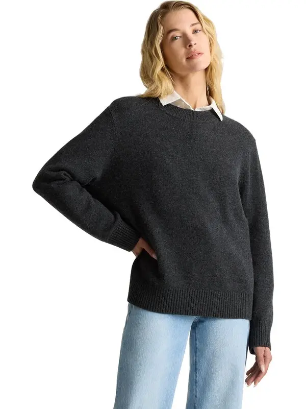 Quince Mongolian Cashmere Oversized Crewneck Sweater - Charcoal