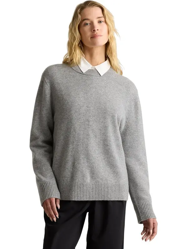 Quince Mongolian Cashmere Oversized Crewneck Sweater - Heather Grey