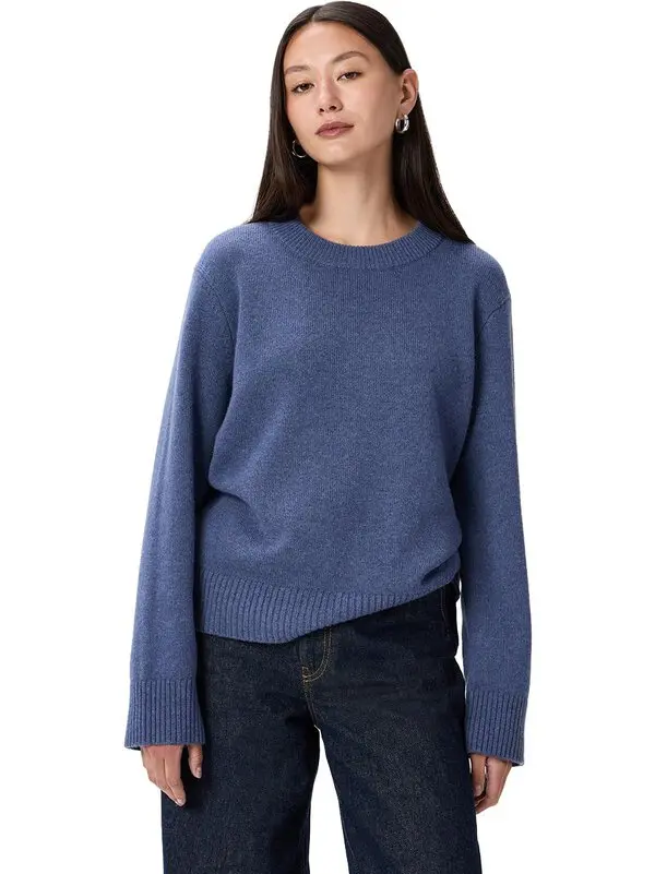 Quince Mongolian Cashmere Oversized Crewneck Sweater - Heather Storm Blue